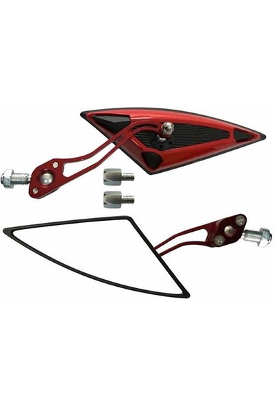 GMS Motosiklet Üçgen Ayna Kırmızı 10MM