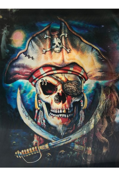 Aydınlı 5d Elmas Boyama 3 Farklı Resim Değişenli Korsan Tablosu 30X40 cm