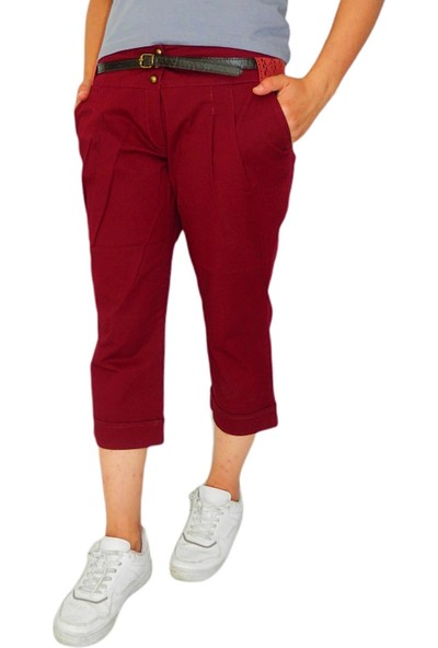 Brg Jeans Kadın Keten Kapri Düşük Bel Piliseli BGL-ST01469