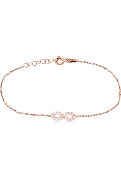 Coşar Silver Zirkon Taşlı Pırlanta Montür Rose Altın Kaplama Sonsuzluk Gümüş Bileklik Coşar Silver Zirkon Taşlı Pırlanta Montür Rose Altın Kaplama Sonsuzluk Gümüş Bileklik