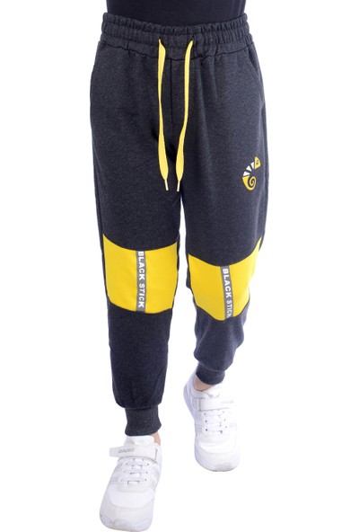 Jonny Kids Antrasir Sarı Baskılı Eşofman Altı