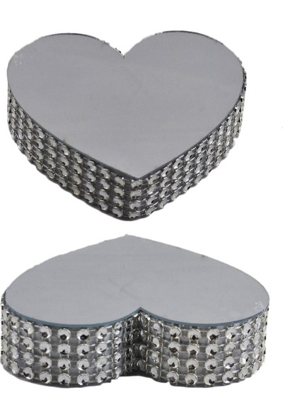 Eminönü Toptancı Yüzük Yükseltici Kalpli Etrafı Taşlı - 2 Adet Gümüş