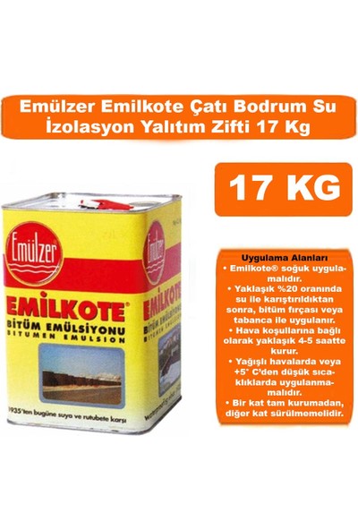 Badem10 Emülzer Emilkote Çatı Bodrum Su Izolasyon Yalıtım Zifti 17 kg