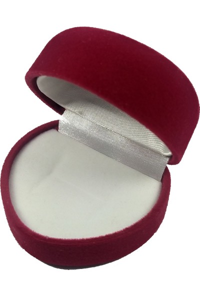 Özer Kutu Kadife Kalp Şeklinde Yüzük Kutusu Kırmızı Renk