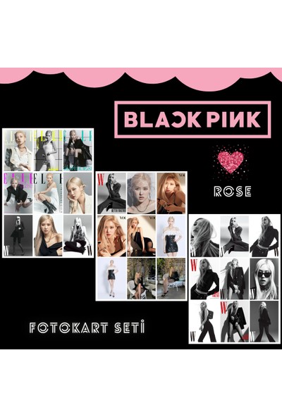 Black Pink Blackpınk '' Love Rose '' Fotokart Seti Black Pink Blackpınk '' Love Rose '' Fotokart Seti