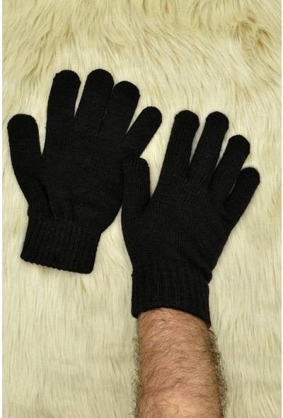 My Konsept Klasik Kesim Erkek Yün Eldiven Siyah