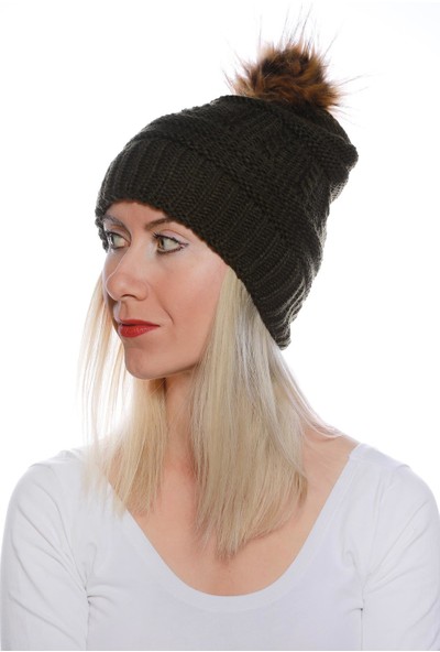 My Konsept Ponponlu Haki Yeşil Bayan Yün Bere My Konsept Ponponlu Haki Yeşil Bayan Yün Bere