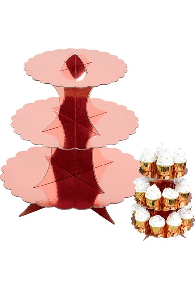 Partisüs Gold Rose Bakır Renk Kek Standı