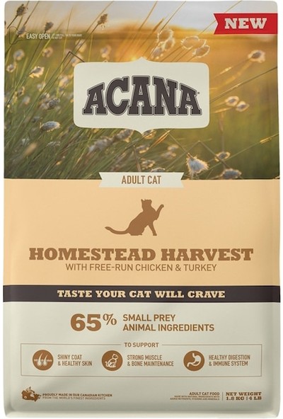Acana Homestead Tavuk Hindi Yetişkin Kedi Maması 1800 G Acana Homestead Tavuk Hindi Yetişkin Kedi Maması 1800 G