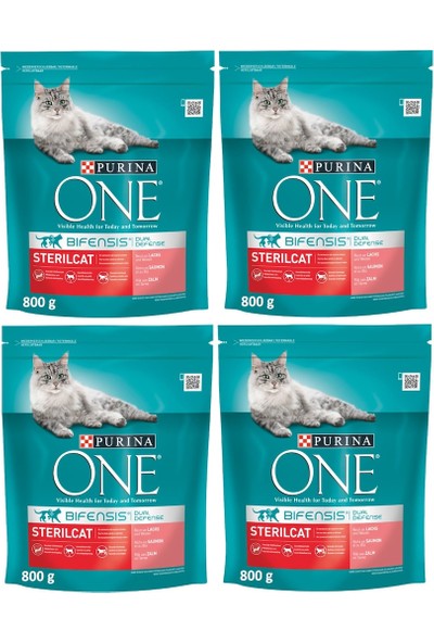 Purina One Somonlu Kısırlaştırılmış Yetişkin Kedi Maması 4 x 800 G
