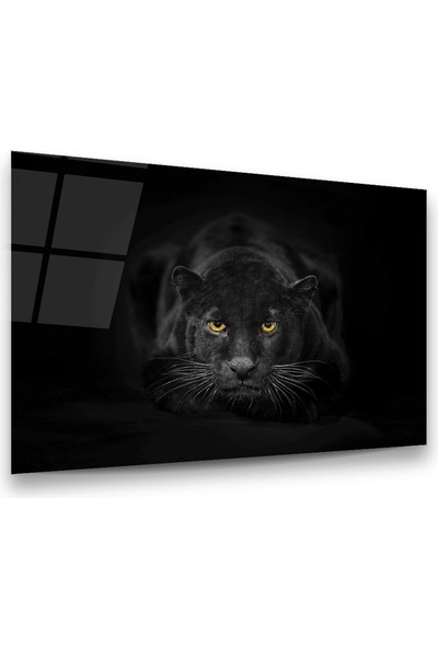 Glass Art Siyah Panter Yatay Cam Tablo