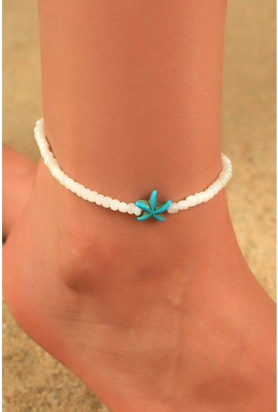 FullControl Cosibella Beyaz Boncuk Turkuaz Deniz Yıldız Halhal