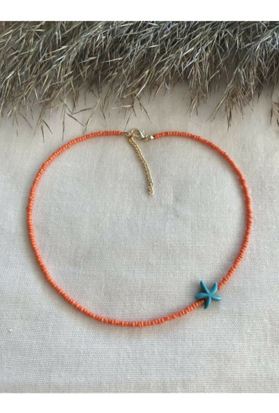 FullControl Cosibella Turuncu Boncuk ve Mavi Deniz Yıldız Uçlu Kolye FullControl Cosibella Turuncu Boncuk ve Mavi Deniz Yıldız Uçlu Kolye