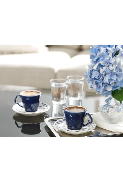 English Home Clover Leaf Porselen 2'li Kahve Fincan Takımı 80 ml Beyaz - Mavi English Home Clover Leaf Porselen 2'li Kahve Fincan Takımı 80 ml Beyaz - Mavi