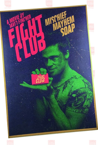 Caph Design Fight Club Vintage Kraft Poster - 35X50 - Caph Design Fight Club Vintage Kraft Poster - 35X50 -