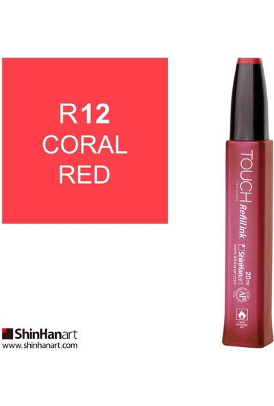 Touch Twin Marker Yedek Mürekkep 20 ml R12 Mercan Kırmızısı