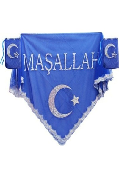 Happyland Mavi Sünnet Düğünü Maşallah Yazılı Sünnet Şalı ve Eldivenleri