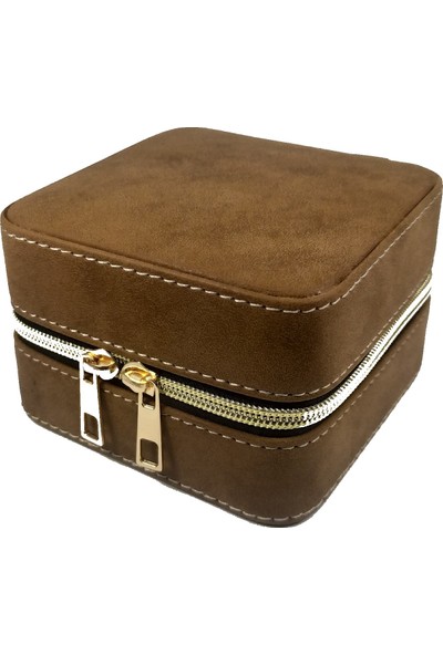 Özer Kutu Fermuarlı Deri Mücevher Çantası Kahve Renk 11 x 11 cm Özer Kutu Fermuarlı Deri Mücevher Çantası Kahve Renk 11 x 11 cm