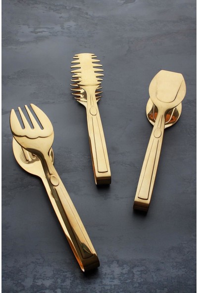 Zuzu Made 3 Parça Gold Servis Sunum Makarna Pasta Salata Kek Maşa Seti Zuzu Made 3 Parça Gold Servis Sunum Makarna Pasta Salata Kek Maşa Seti