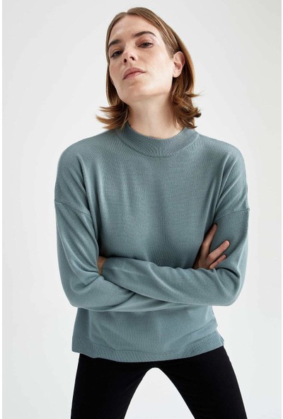 Defacto Basic Arka Uzun Ön Kısa Triko Kazak S7514AZ21AU Defacto Basic Arka Uzun Ön Kısa Triko Kazak S7514AZ21AU