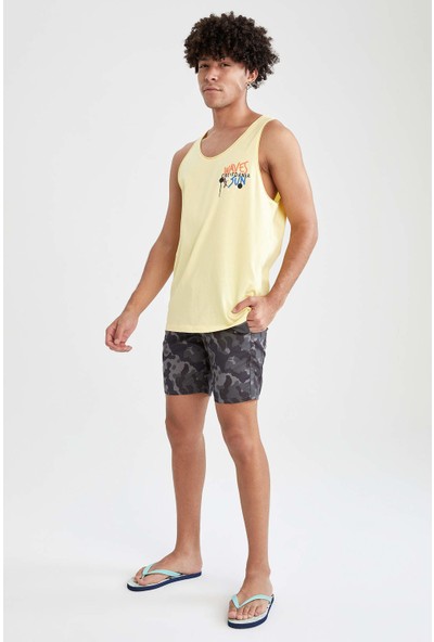 Defacto Kamuflaj Desenli Beli Bağcıklı Yüzme Şortu U4801AZ21HS