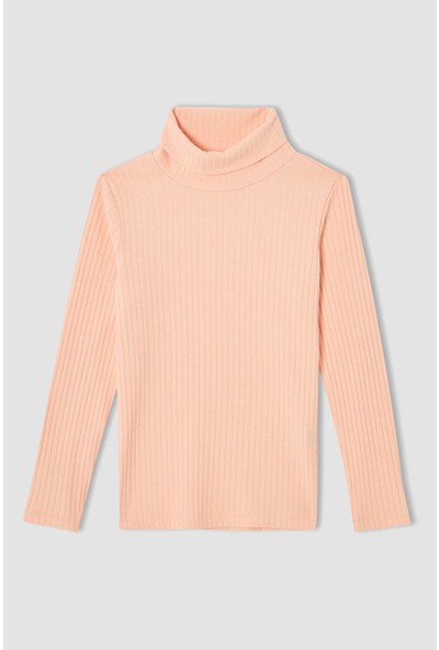 Defacto Kız Çocuk Balıkçı Yaka Esnek Dokulu Uzun Kollu Tişört U6467A621AU