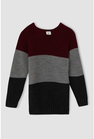 DeFacto Erkek Çocuk Blok Desenli Triko Kazak R3179A621AU