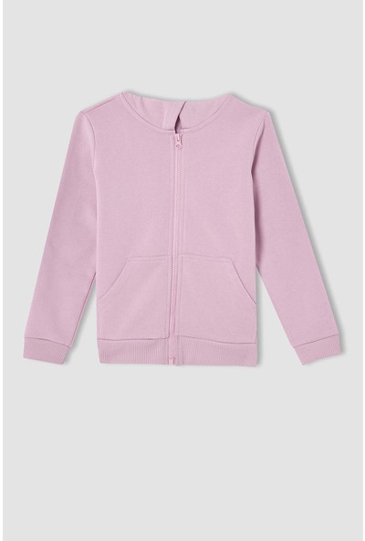 DeFacto Kız Çocuk Kapüşonlu Fermuarlı İçi Yumuşak Tüylü Hırka J0212A621AU