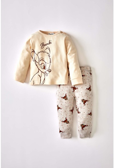 Defacto Kız Bebek Bambi Lisanslı Uzun Kollu Pijama Takımı V4390A221AU