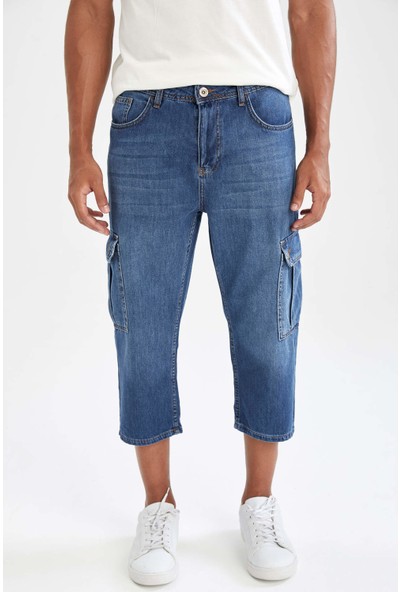 Defacto Regular Fit Kargo Cepli Bermuda Jean Şort V8752AZ21HS Defacto Regular Fit Kargo Cepli Bermuda Jean Şort V8752AZ21HS