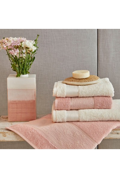 Karaca Home Opjelia Flos 4 Parça Pudra Offwhite Hamam Seti Karaca Home Opjelia Flos 4 Parça Pudra Offwhite Hamam Seti