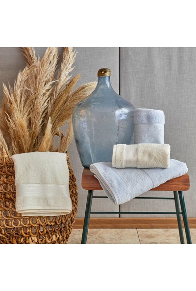 Karaca Home Ophelia 4 Parça Mavi Offwhite Hamam Seti Karaca Home Ophelia 4 Parça Mavi Offwhite Hamam Seti