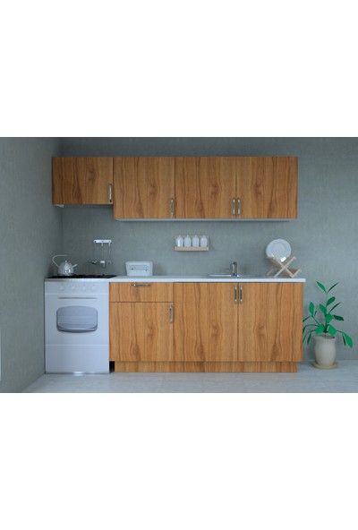 Mobilique 240 cm Beyaz Ceviz Hazır Mutfak Mobilique 240 cm Beyaz Ceviz Hazır Mutfak