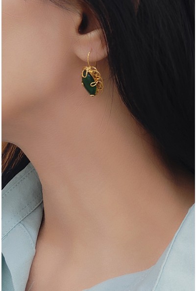 Ay Gold Mücevherat 14 Ayar Taşlı Küpe