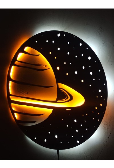 Hediye Seç Satürn LED Işıklı Ahşap Tablo