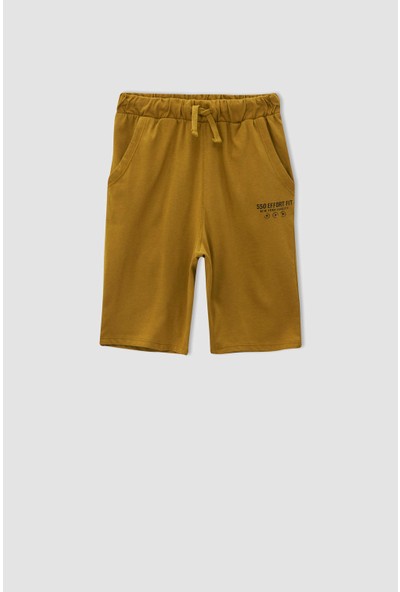 Defacto Erkek Çocuk Slogan Baskılı Esnek Belli Bermuda Şort V8233A621HS