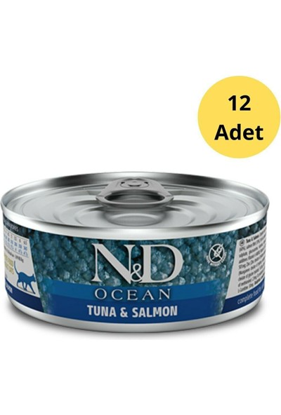 N&D Ocean Tahılsız Ton Balığı ve Somon Yetişkin Yaş Mama 12 x 80 gr