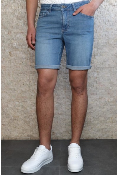 Hlt Jeans Erkek Taşlamalı Rahat Kesim Likralı Mavi Kot Jean Şort Hlt Jeans Erkek Taşlamalı Rahat Kesim Likralı Mavi Kot Jean Şort