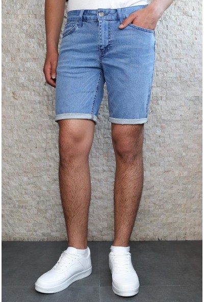 Hlt Jeans Erkek Taşlamalı Rahat Kesim Likralı Orta Mavi Jean Şort Hlt Jeans Erkek Taşlamalı Rahat Kesim Likralı Orta Mavi Jean Şort