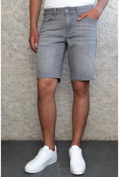 Hlt Jeans Erkek Taşlamalı Rahat Kesim Esnek Likralı Gri Kot Jean Şort HLT1961 Hlt Jeans Erkek Taşlamalı Rahat Kesim Esnek Likralı Gri Kot Jean Şort HLT1961