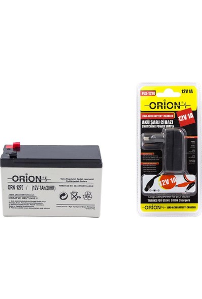 Orion 12V 7AH Kuru Akü ve Şarj Aleti Seti