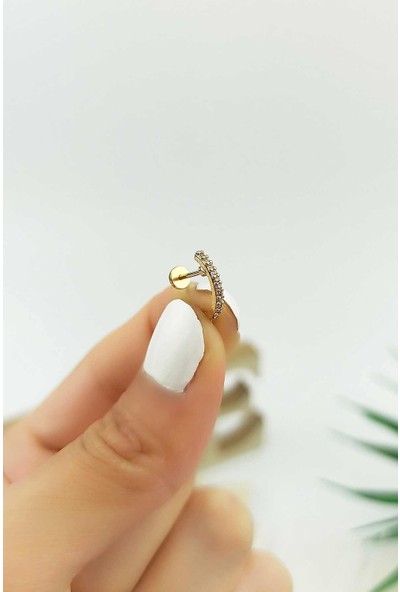 ÇLK Accessories 316 L Cerrahi Çelik Sıralı Ince Taşlı Piercing TRPIERCING073 PIERX200X