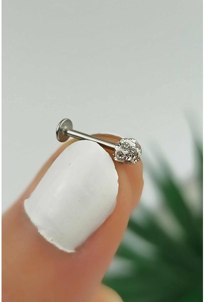 ÇLK Accessories 316 L Cerrahi Çelik Büyük Tek Toplu Taşlı Piercing TRPIERCING084 PIERX200X