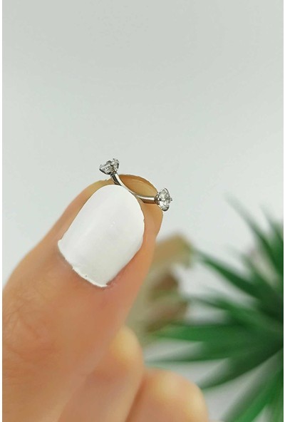 ÇLK Accessories 316 L Cerrahi Çelik Iki Tarafı Taşlı Elips Piercing TRPIERCING087 PIERX200X