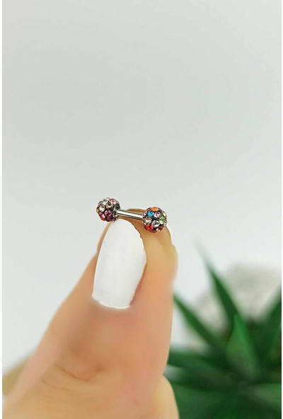 ÇLK Accessories 316 L Cerrahi Çelik Renkli Küçük Toplu Taşlı Piercing TRPIERCING088 PIERX200X