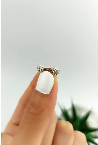 ÇLK Accessories 316 L Cerrahi Çelik Renkli Büyük Toplu Taşlı Piercing TRPIERCING089 PIERX200X