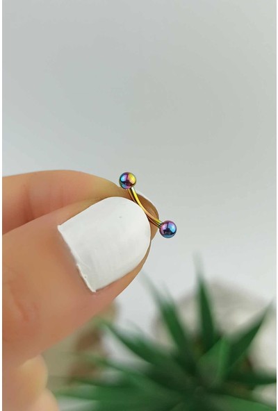 ÇLK Accessories 316 L Cerrahi Çelik Küçük Iki Tarafı Toplu Titanium Elips Piercing TRPIERCING0100 PIERX150X