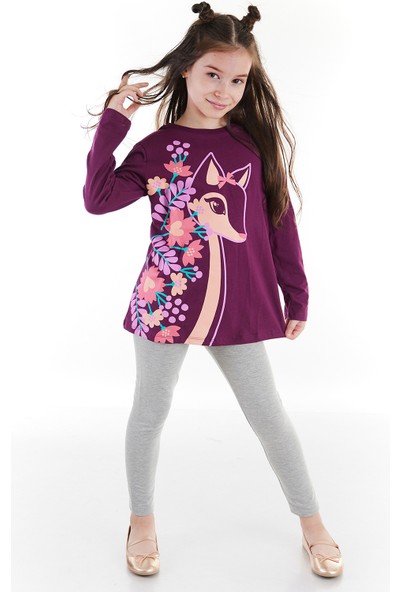 Denokids Ceylan Mor Kız Tunik Takım