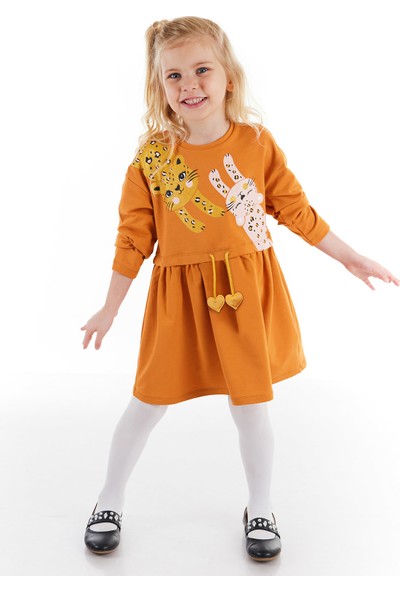Denokids Mini Leoparlar Kız Elbise