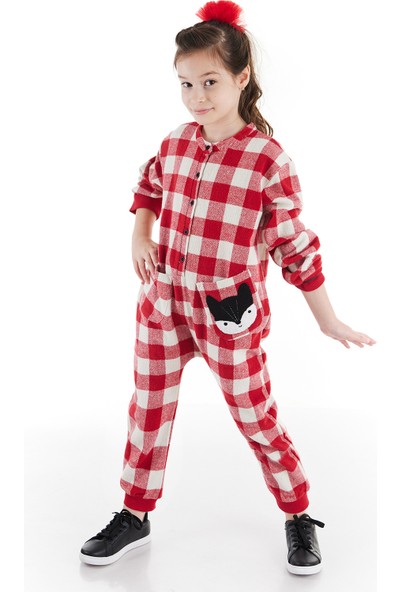 Denokids Fox Ekose Kız Tulum